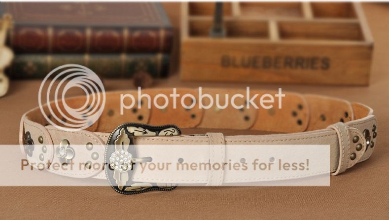 Beautiful Casual Women's Belt Vintage Flower Genuine Leather Belts for ...